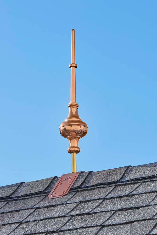 28" Morgana Pure Copper Finial with Decorative Copper Roof Mount