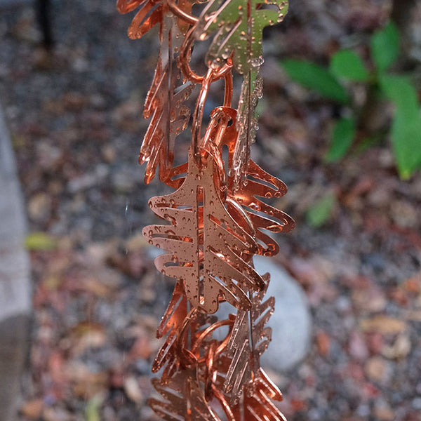 Falling Leaves™ Copper Plated Rain Chain | Rain Chain – Free Shipping