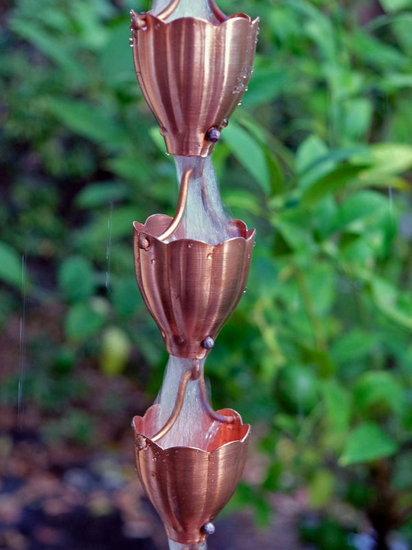 Fluted Copper Cups Rain Chain | Copper Rain Chain – Free Shipping