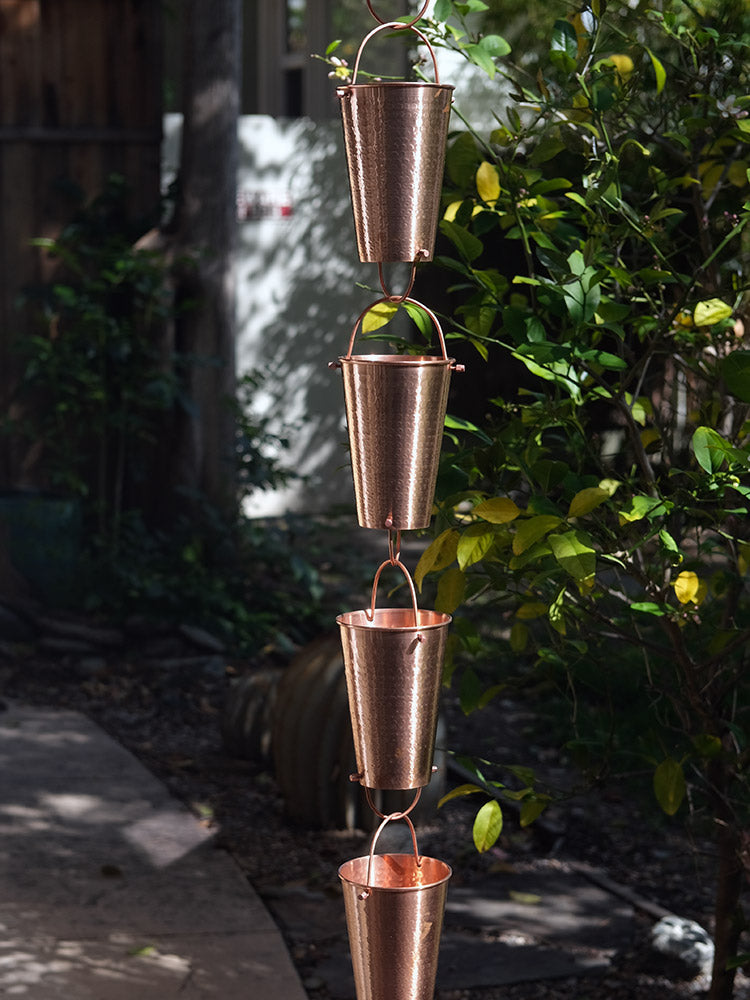 Large Buckets™ Rain Chain | Heavy Water Flow Rain Chain - Free Shipping