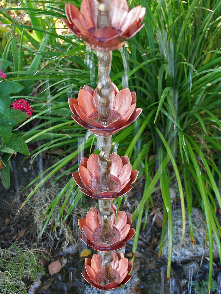Double Lotus Rain Chain | Copper Cup Style Rain Chain – Free Shipping