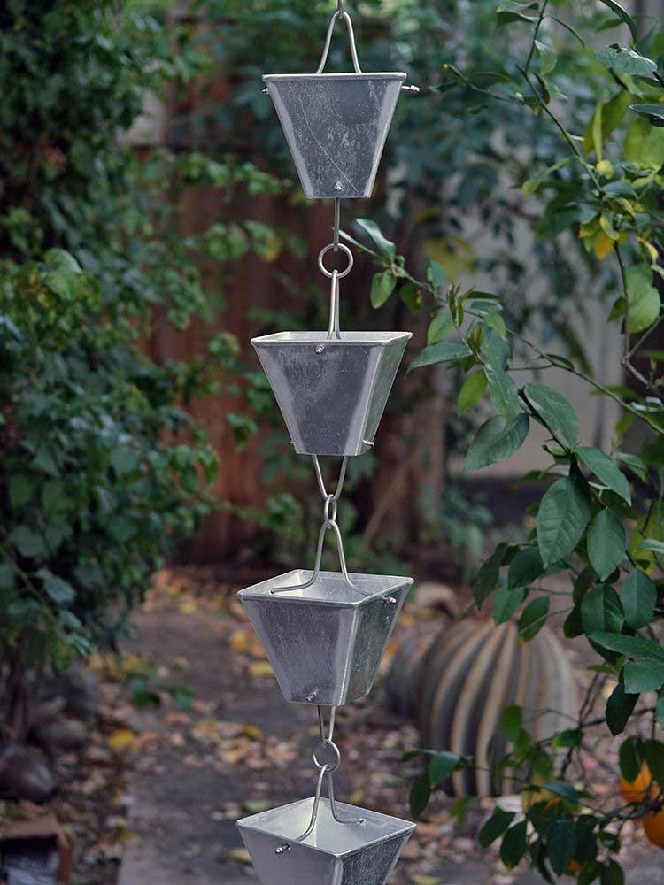 Extra Large Square Cups Rain Chain | Cup Style Rain Chain – Free Shipping