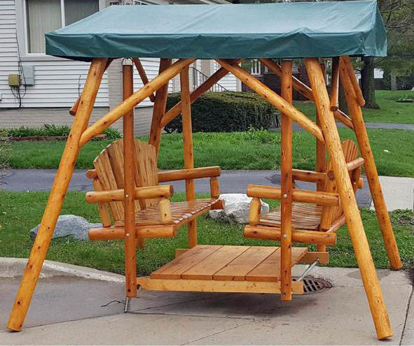 Moon Valley Rustics White Cedar Double Glider Outdoor Glider Swing M200 ...