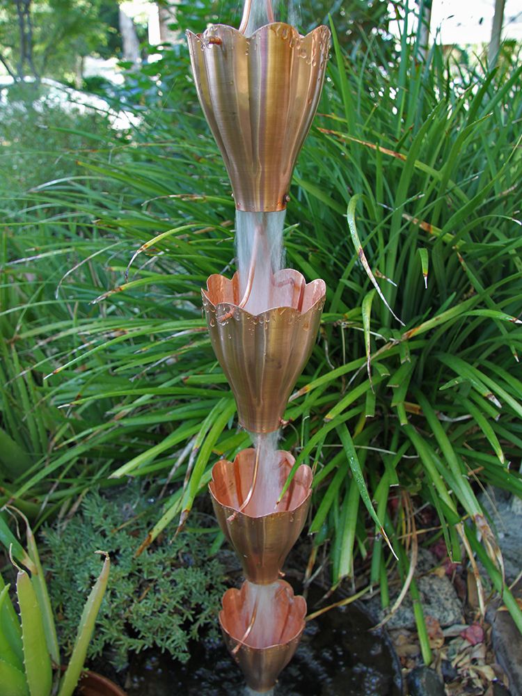 XL Scallop Cups Rain Chain | Large Cup Style Rain Chain – Free Shipping