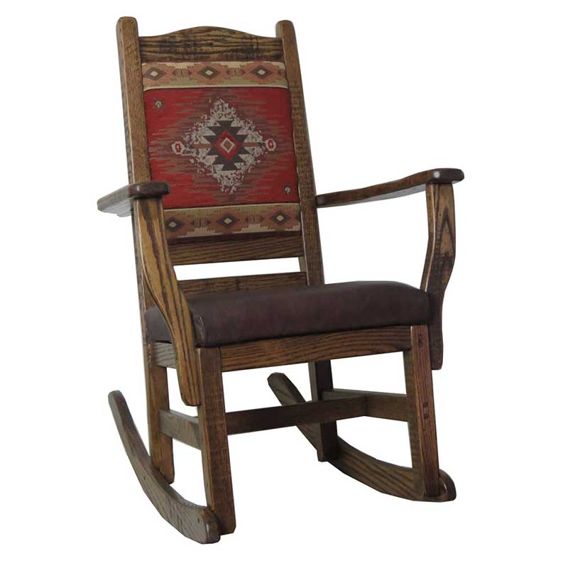 Barnwood Rocker Upholstered Back & Leather Seat