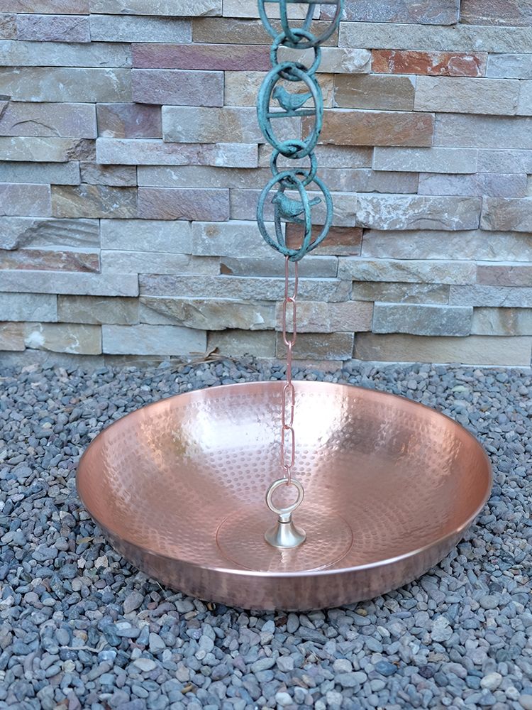 Hand Hammered Copper Dish with Loop | Rain Chain Dish – Free Shipping
